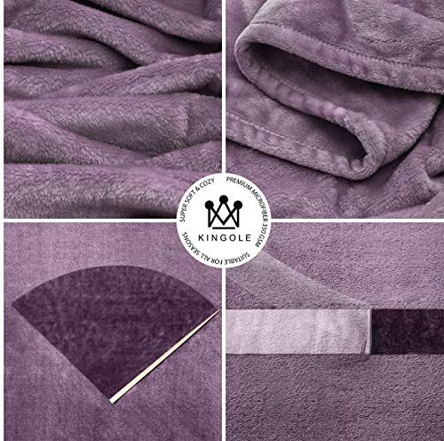 Kingole Flannel Fleece Microfiber Throw Blanket, Luxury Lavender Purple Twin Size Lightweight Cozy Couch Bed Super Soft and Warm Plush Solid Color 350GSM (66 x 90 inches)