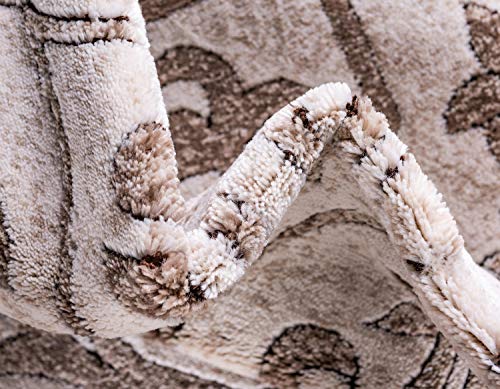 Unique Loom Rushmore Collection Classic Traditional White Tone-on-Tone Textured Intricate Design Area Rug (3' 0 x 9' 10 Runner, Tan/ Beige)