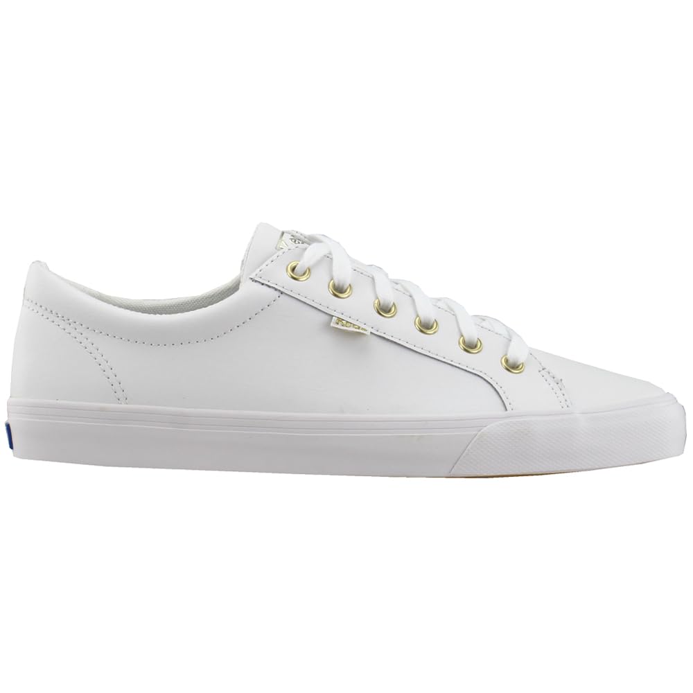 Keds womens Jump Kick Leather Sneaker, White/Gold, 9.5 US