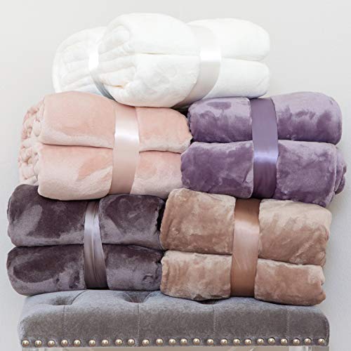 Kingole Flannel Fleece Microfiber Throw Blanket, Luxury Lavender Purple Twin Size Lightweight Cozy Couch Bed Super Soft and Warm Plush Solid Color 350GSM (66 x 90 inches)