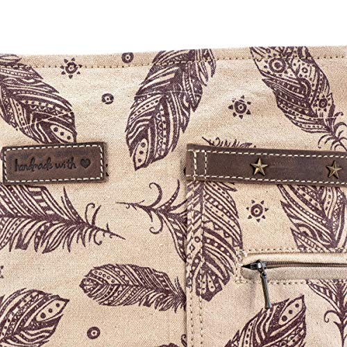 SIXTEASE Womens Shoulder Bag Vintage Style Shoulder Bags for Women - Made with Genuine Leather, Upcycled Canvas, or Hair On - Handmade, Adjustable Strap, Brass and Zinc Hardware - Petiole