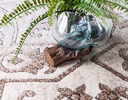 Unique Loom Rushmore Collection Classic Traditional White Tone-on-Tone Textured Intricate Design Area Rug (3' 0 x 9' 10 Runner, Tan/ Beige)