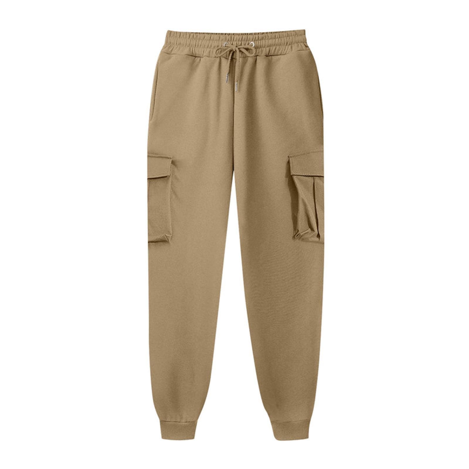 Today 2023 Sweatpants Women Cargo Sweatpants for Women 2023 Winter Joggers Soft Waisted Athletic Pants Drawstring Casual Warm Trousers with Pockets Coffee 3X