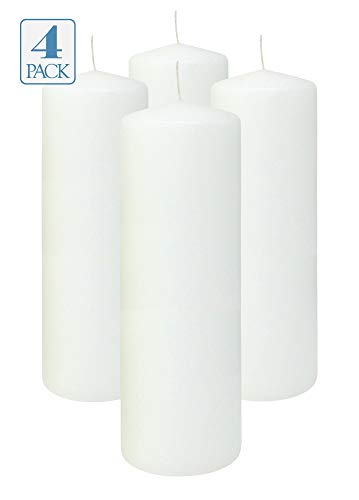Hyoola White Pillar Candles 3x9 Inch - Unscented Pillar Candles - 4-Pack - European Made