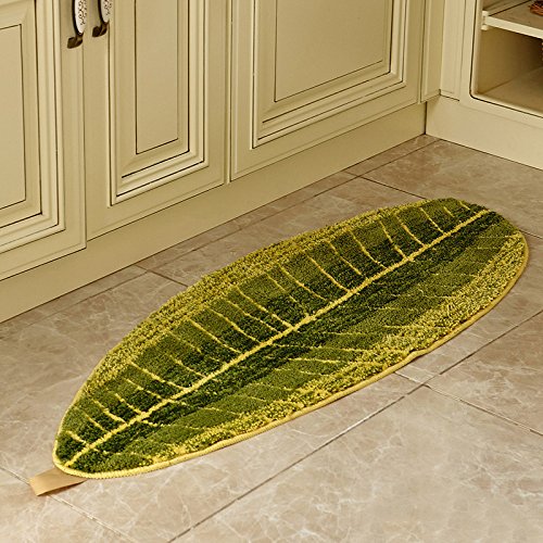 MustMat Non Slip Kitchen Rugs and Mats Cute Leaf Shape Area Rugs Nice for Kitchen Floor/Bathroom/Bedroom 17.7"x47.2"
