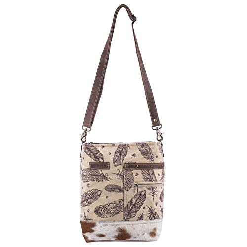 SIXTEASE Womens Shoulder Bag Vintage Style Shoulder Bags for Women - Made with Genuine Leather, Upcycled Canvas, or Hair On - Handmade, Adjustable Strap, Brass and Zinc Hardware - Petiole
