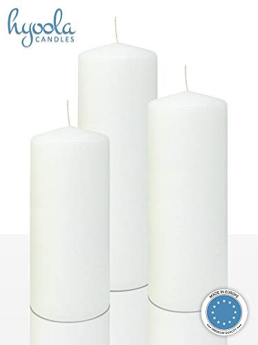 Hyoola White Pillar Candles 3x9 Inch - Unscented Pillar Candles - 4-Pack - European Made