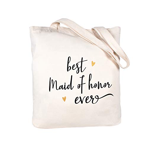 CARAKNOTS Bridesmaid Gifts Maid of Honor Bag Canvas Bridesmaid Bags Wedding Bridal Shower gifts Bachelorette Party Gifts for Bridesmaid Tote Bag with Pocket Cotton