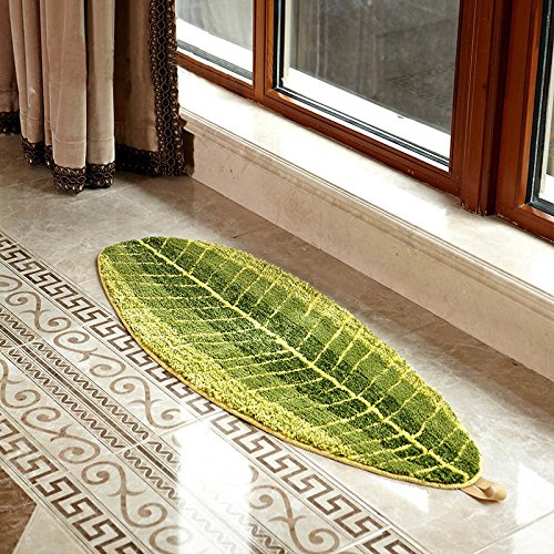 MustMat Non Slip Kitchen Rugs and Mats Cute Leaf Shape Area Rugs Nice for Kitchen Floor/Bathroom/Bedroom 17.7"x47.2"