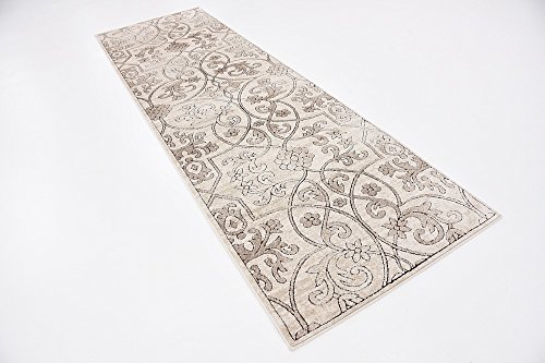 Unique Loom Rushmore Collection Classic Traditional White Tone-on-Tone Textured Intricate Design Area Rug (3' 0 x 9' 10 Runner, Tan/ Beige)