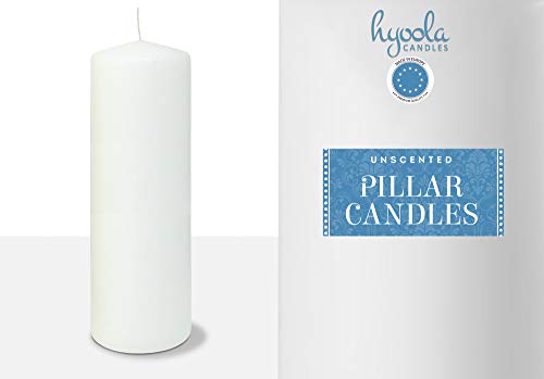 Hyoola White Pillar Candles 3x9 Inch - Unscented Pillar Candles - 4-Pack - European Made