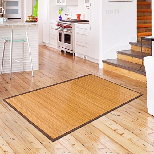 5' X 8' Floor Carpet, Bamboo Area Rug Floor Carpet Natural Bamboo Non-Slip Roll Runner Indoor Outdoor for Bathroom, Kitchen, Garden (60β x 96β)