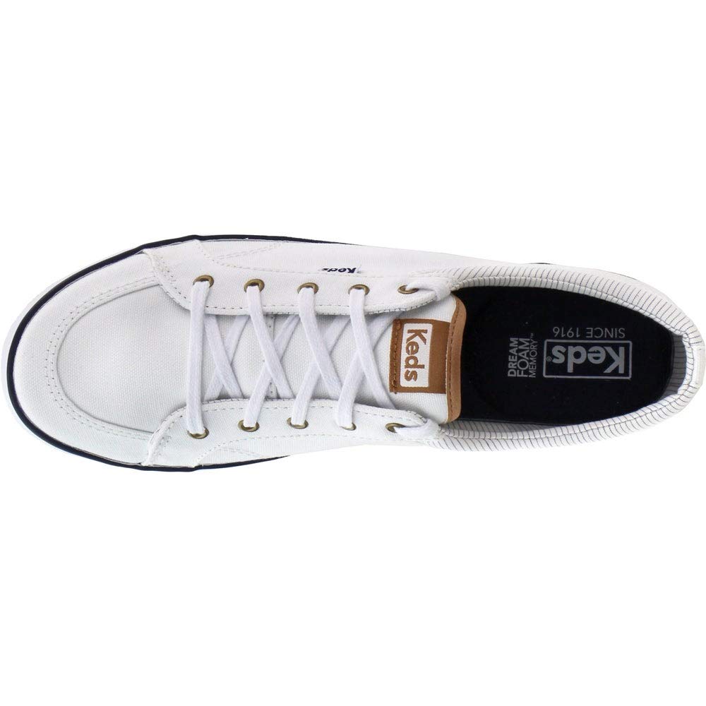 Keds Center Lace Up, Sneaker Womens, White Chambray, 7.5 Medium
