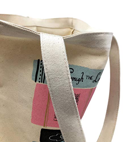 Kate Spade New York Canvas Book Tote with Interior Pocket, Stack of Classics