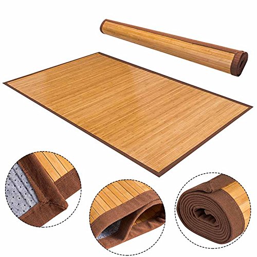 5' X 8' Floor Carpet, Bamboo Area Rug Floor Carpet Natural Bamboo Non-Slip Roll Runner Indoor Outdoor for Bathroom, Kitchen, Garden (60β x 96β)
