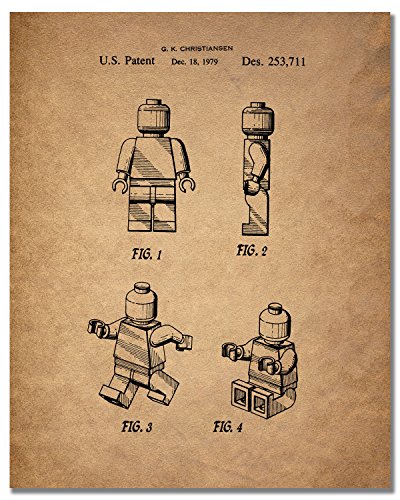 Lego Patent Art Prints - Set of 4 Photos - Toy Game Room Wall Decor