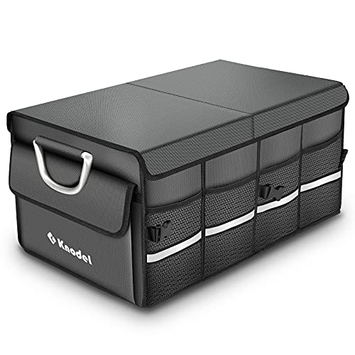 K KNODEL Car Trunk Organizer, Trunk Organizer With Lid, Heavy Duty Collapsible Trunk Storage Organizer for SUV, Truck, Car Cargo Trunk Organizer with Lid (Medium, Gray)