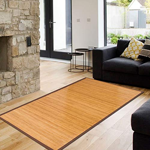 5' X 8' Floor Carpet, Bamboo Area Rug Floor Carpet Natural Bamboo Non-Slip Roll Runner Indoor Outdoor for Bathroom, Kitchen, Garden (60β x 96β)