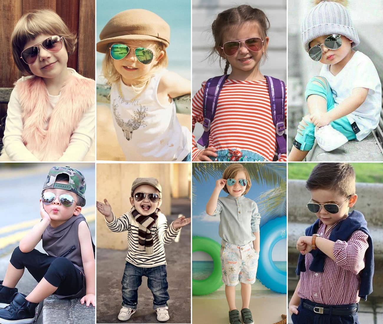 JOVAKIT Kids Small Polarized Aviator Sunglasses for Girls and Boys Age 4-16 (Black/Grey)