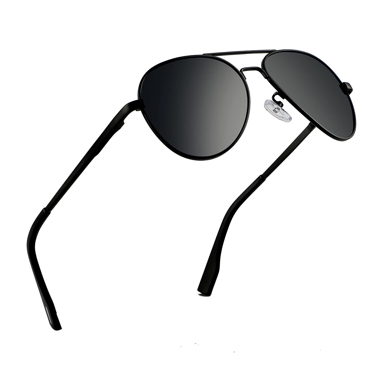 JOVAKIT Kids Small Polarized Aviator Sunglasses for Girls and Boys Age 4-16 (Black/Grey)