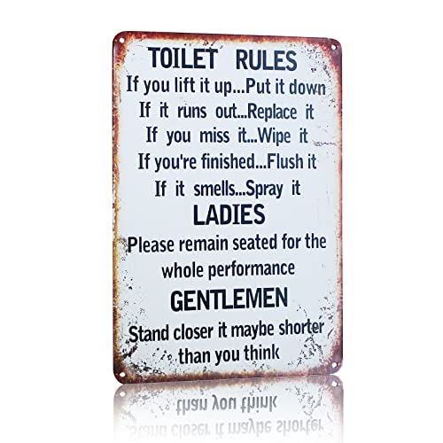 WONDERCAVE Toilet Rules Warning Metal Sign Bar Cafe Garage Wall Decor Retro Vintage 7.87 X 11.8 inch