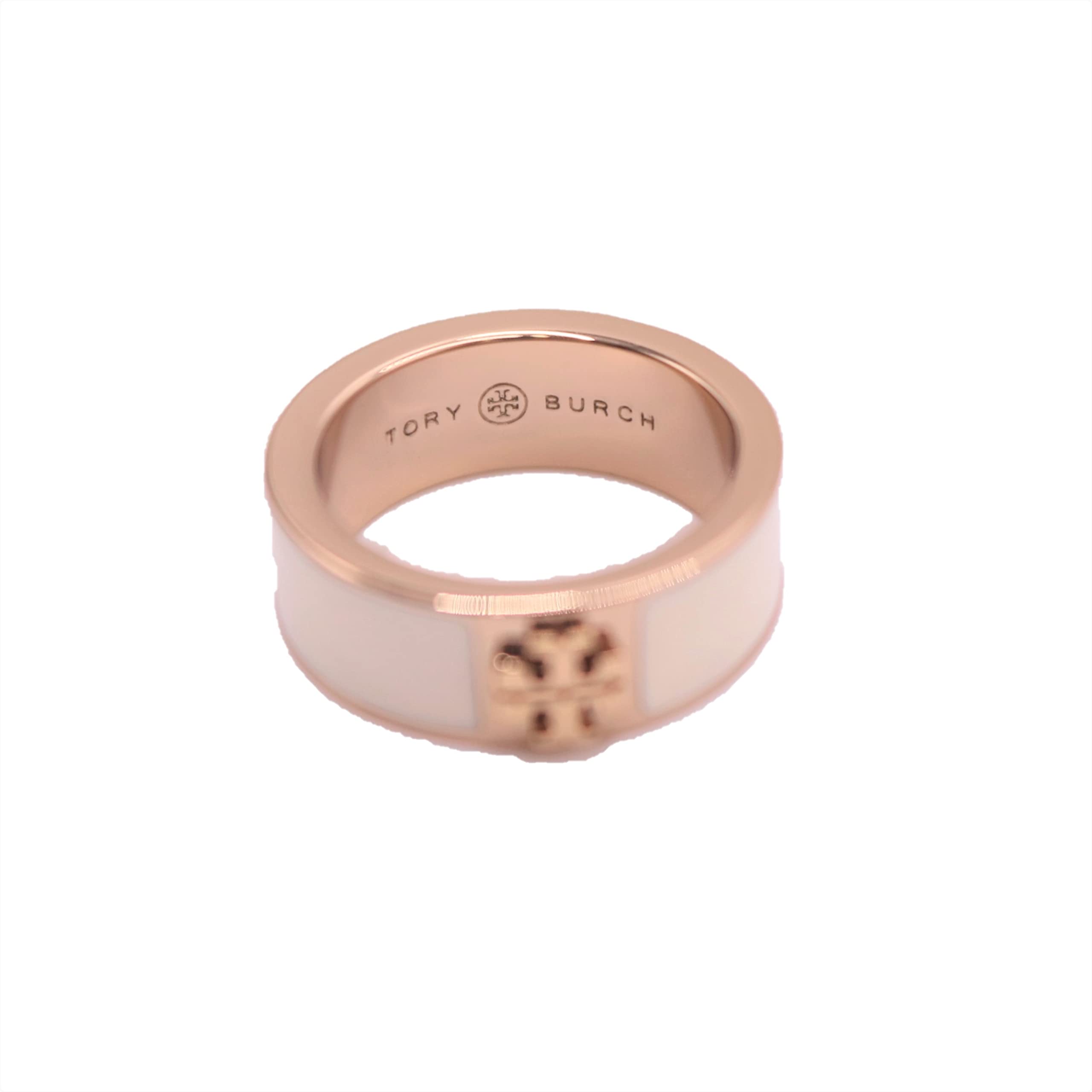 Tory Burch 88443 Tory Gold New Ivory Women's Small Enamel Inlay Ring Size 7