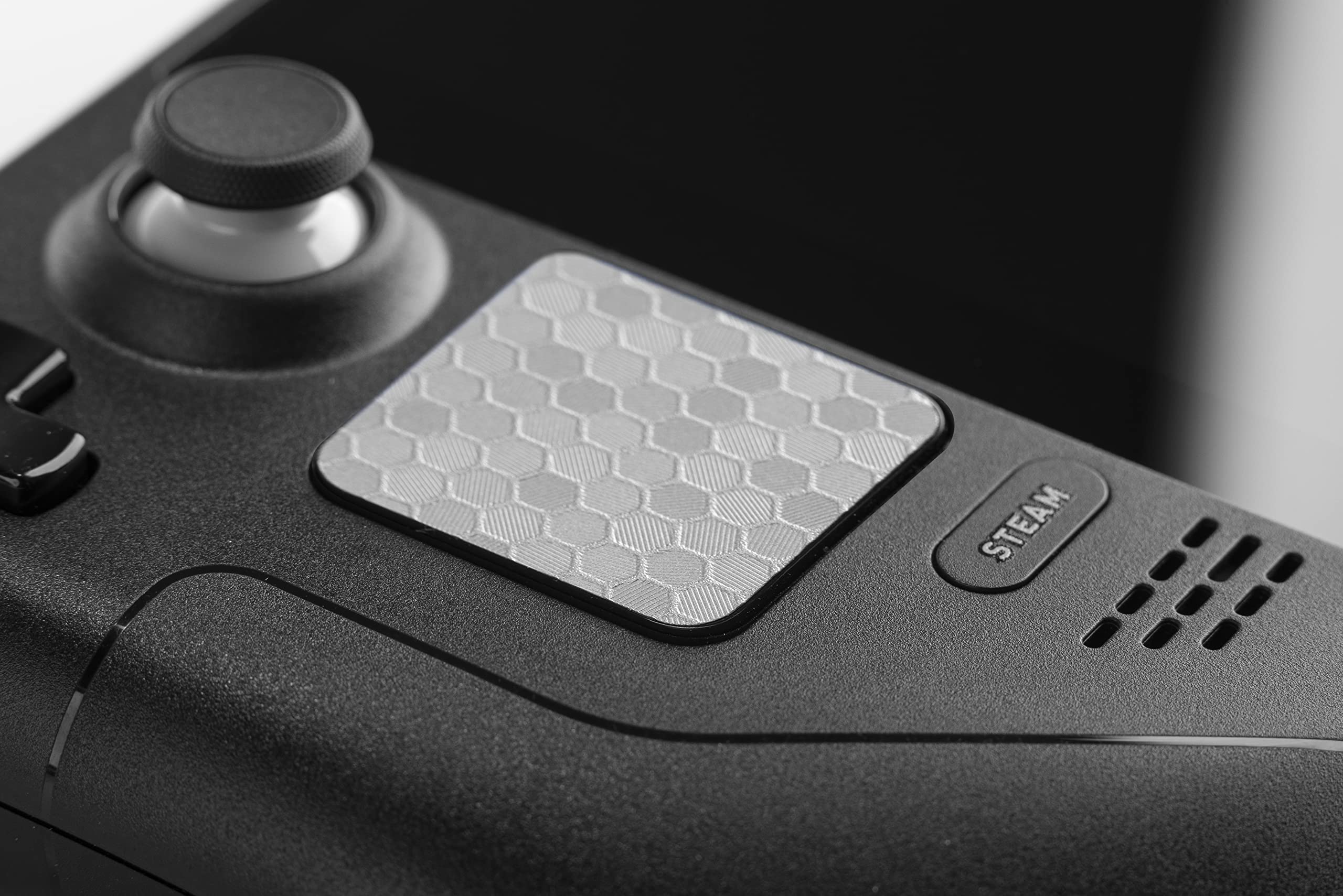 TouchProtect Steam Deck Grip Kit - Front touchpad and back button skin set. Steam Deck accessory bundle. (Hex Silver)
