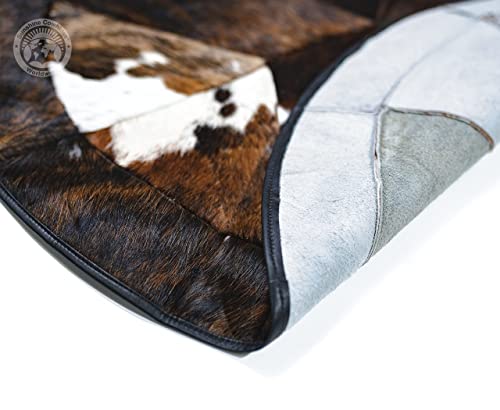 Genuine Round Cowhide Rug Rodeo Star Patchwork 60" Area Rug