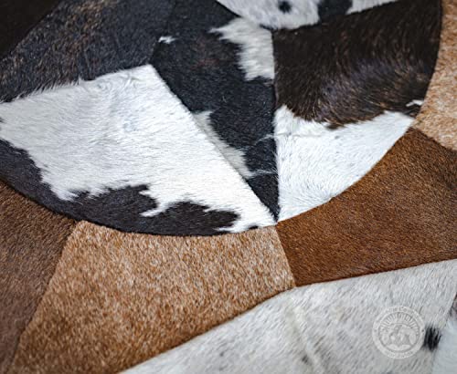 Genuine Round Cowhide Rug Rodeo Star Patchwork 60" Area Rug