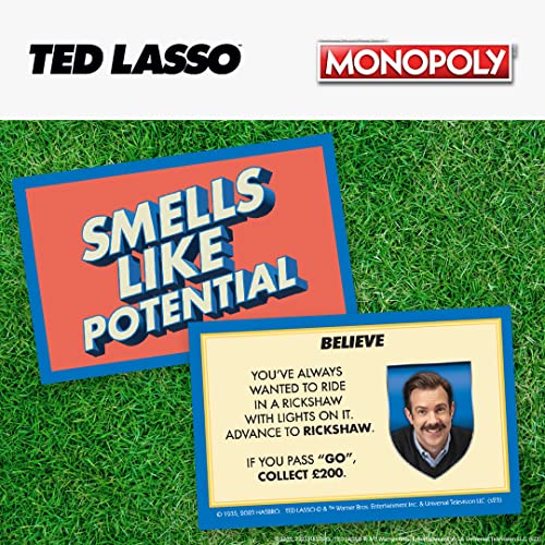 Monopoly Ted Lasso | Officially Licensed Board Collectible Board Game | Play as Believe Sign, Goldfish, Tea up, Ted’s Visor and More | Based On Popular Comedy Series