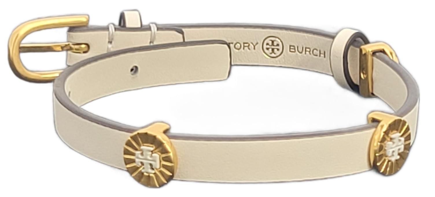 Tory Burch 143363 Britten New Ivory White/Rolled Brass Enamel Single Wrap Women's Bracelet