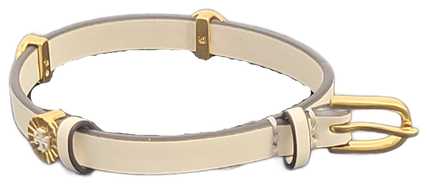 Tory Burch 143363 Britten New Ivory White/Rolled Brass Enamel Single Wrap Women's Bracelet