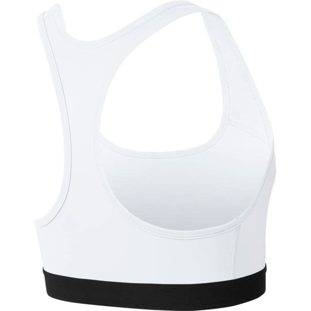 Nike Women's Medium Support Non Padded Sports Bra with Band, White/Black/(Black), Large