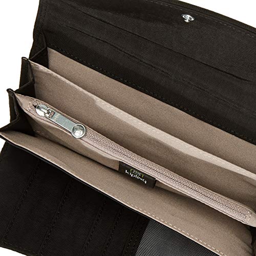 Kipling Women's Money Land, RFID Anti-Hacker Technology, Nylon Snap Wallet, Black Noir, One Size