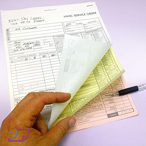HVAC Service Order Invoice & Repair Detail Form, 3 Part Carbonless (100 Sets) Letter Size Forms
