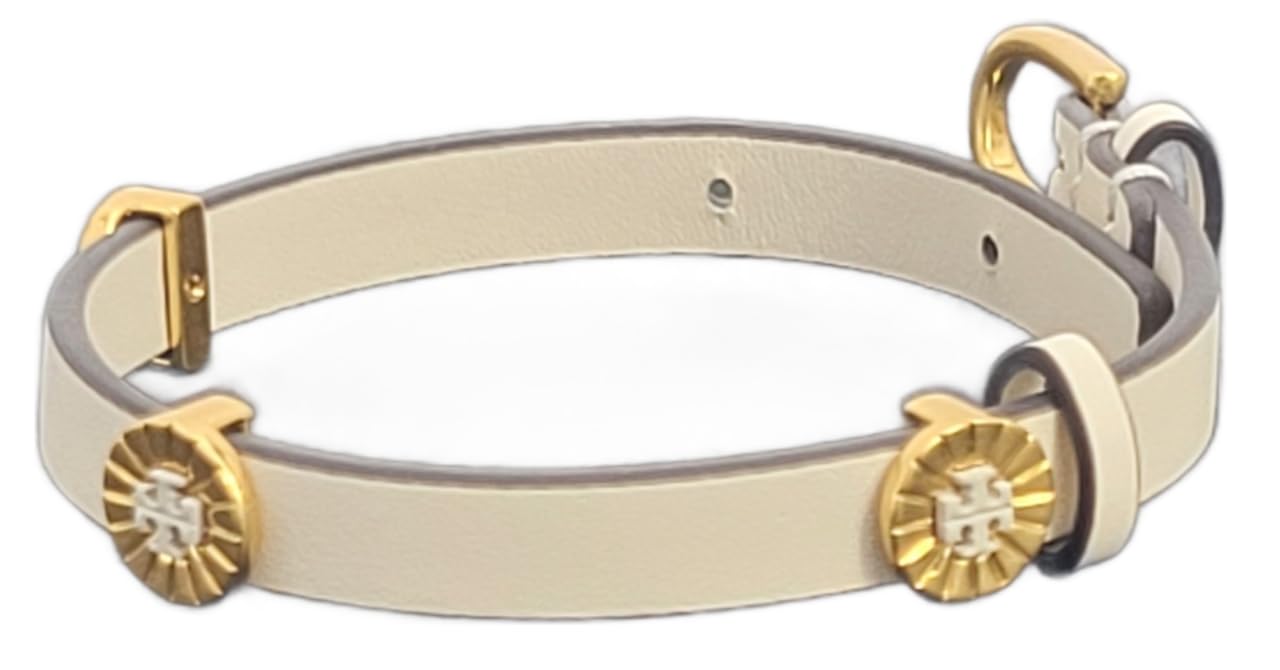 Tory Burch 143363 Britten New Ivory White/Rolled Brass Enamel Single Wrap Women's Bracelet