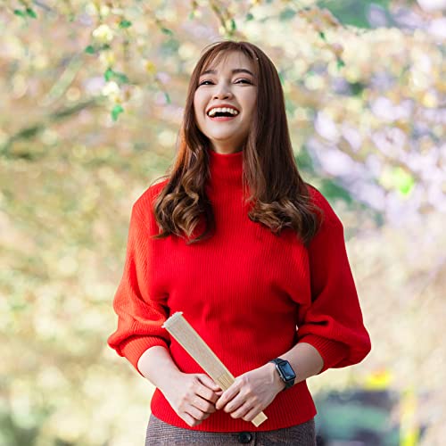 NUOMI Lace Folding Fan Handheld for Women Handmade Bamboo Folded Fans, Decorative Party Favor Gift
