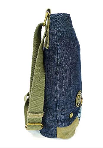 Chala Patch Cross-Body Women Handbag, Blue Denim Canvas Messenger Bag - New Butterfly - Denim