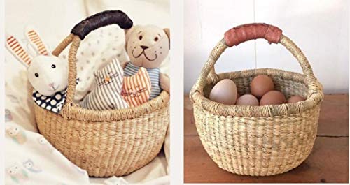 Hands Craft Fair Trade Ghana Bolga African Dye-Free Market Basket Natural Baskets (9"-11" Small)