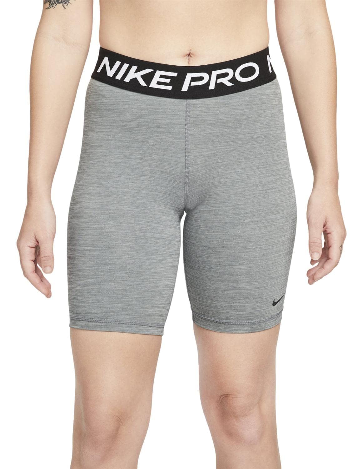 Nike Women's Pro 365 8" Compression Shorts (as1, Alpha, s, Regular, Regular, Smoke Grey/Heather)