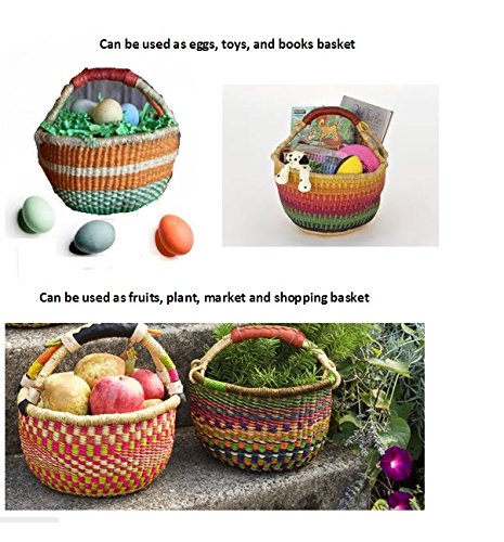 Hands Craft Fair Trade Ghana Bolga African Dye-Free Market Basket Natural Baskets (9"-11" Small)