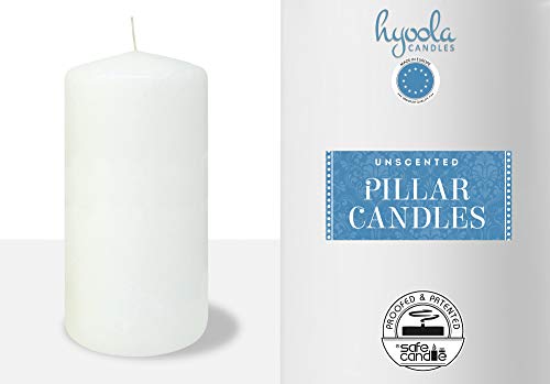 Hyoola White Pillar Candles 3x6 Inch - Unscented Pillar Candles - 12-Pack - European Made