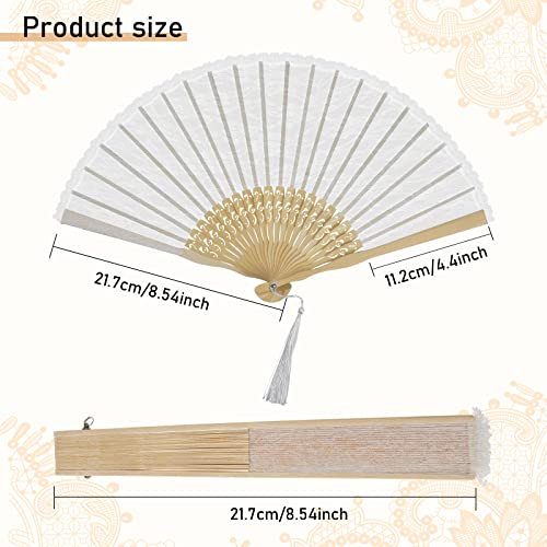 NUOMI Lace Folding Fan Handheld for Women Handmade Bamboo Folded Fans, Decorative Party Favor Gift