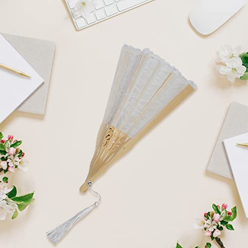 NUOMI Lace Folding Fan Handheld for Women Handmade Bamboo Folded Fans, Decorative Party Favor Gift