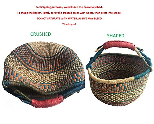 Hands Craft Fair Trade Ghana Bolga African Dye-Free Market Basket Natural Baskets (9"-11" Small)