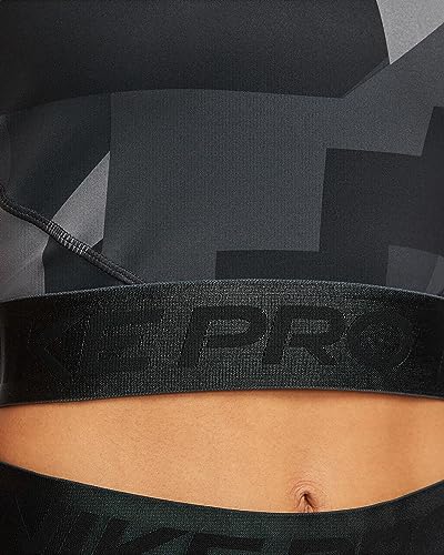 Nike Pro Dri-FIT Women's Cropped Training Tank (Black/Dark Smoke Grey/Brigh Crimson, Large)