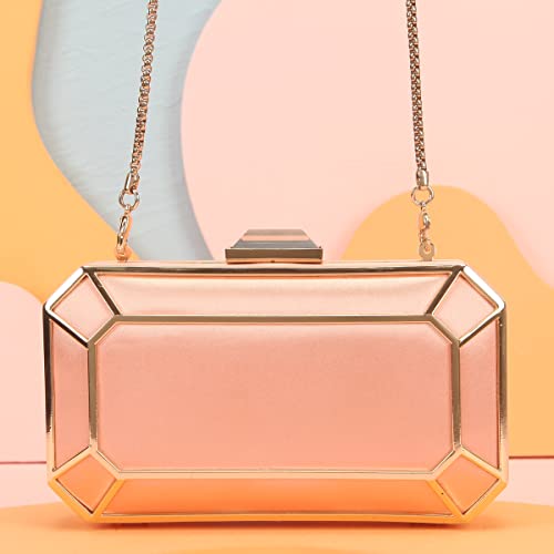 Fawziya Crystal Clutch Evening Bags Satin Purse For Party Night-Roe Gold