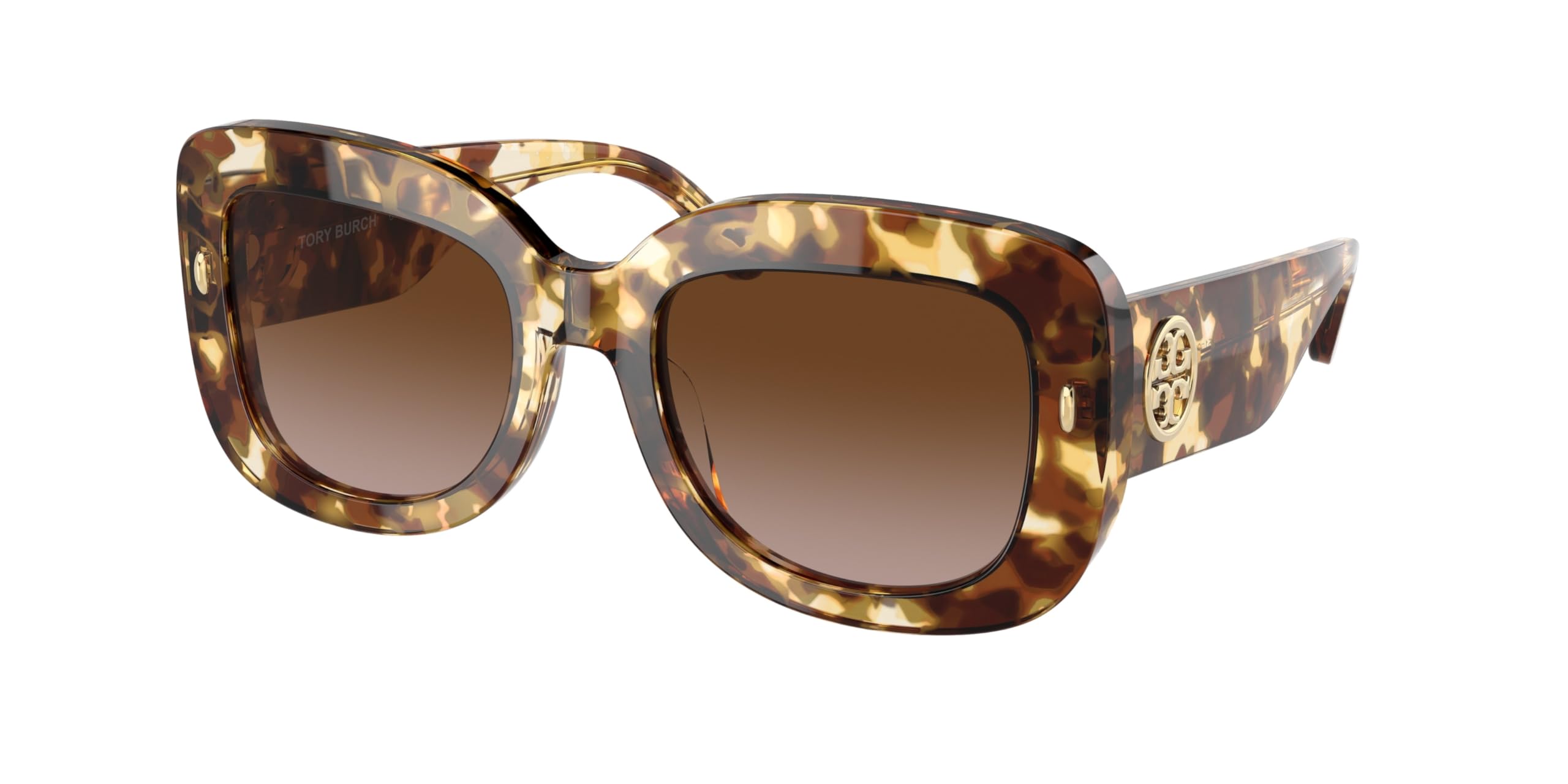 Tory Burch Women's Round Fashion Sunglasses, Vintage Tortoise/Brown Gradient, One Size