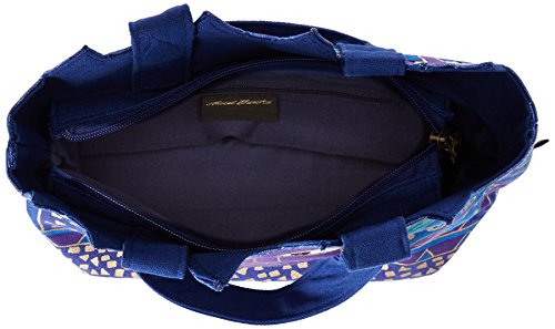 Laurel Burch Tote Zipper Top, 12 by 3-1/2 by 8-1/2-Inch, Tres Gatos, Blue/Gold