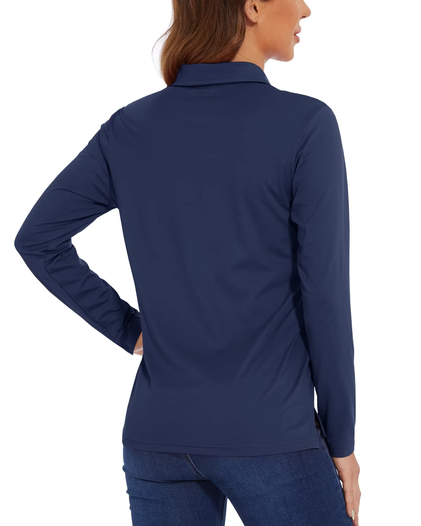 KEFITEVD Women's Polo Shirts Classic Design for Activewear Running Exercise Jersey Polo Shirt Dry Fit Golf Polo Shirt Womens Pullover Tops Navy